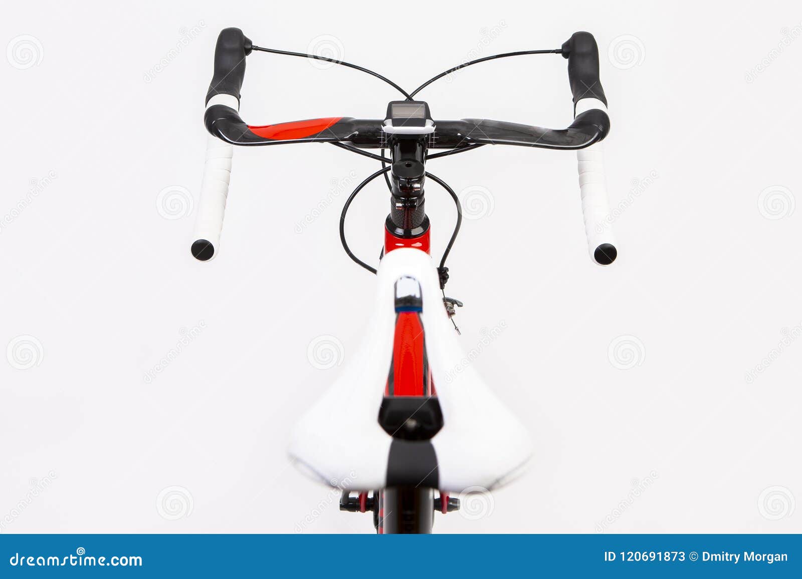 Upper View of Professional Carbon Road Bike from Saddle Perspective ...