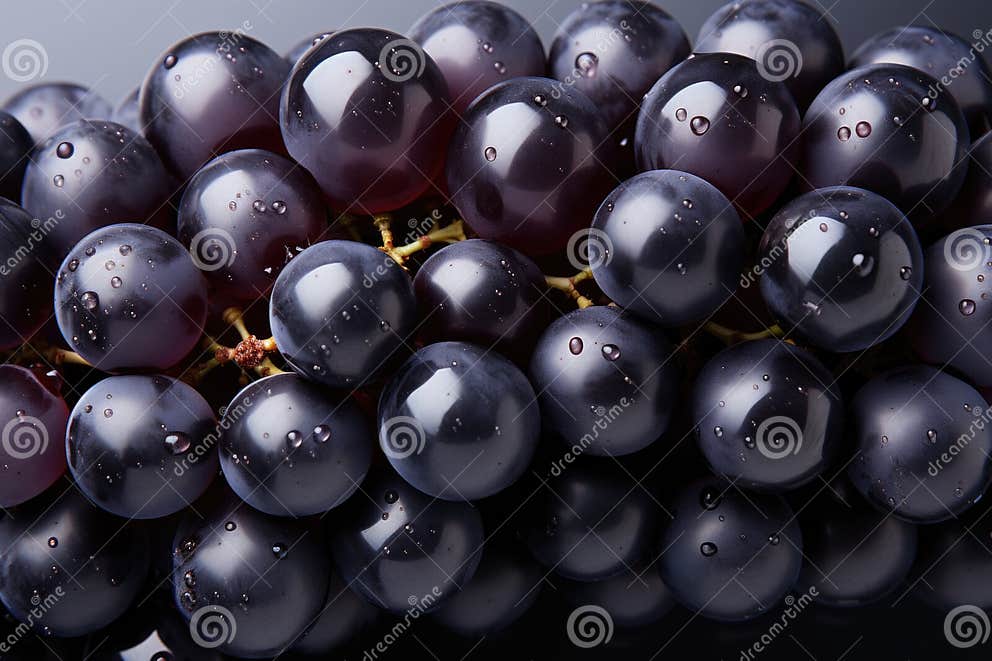 Upper View of Round Gray Grapes in Gray Background with Co Stock ...