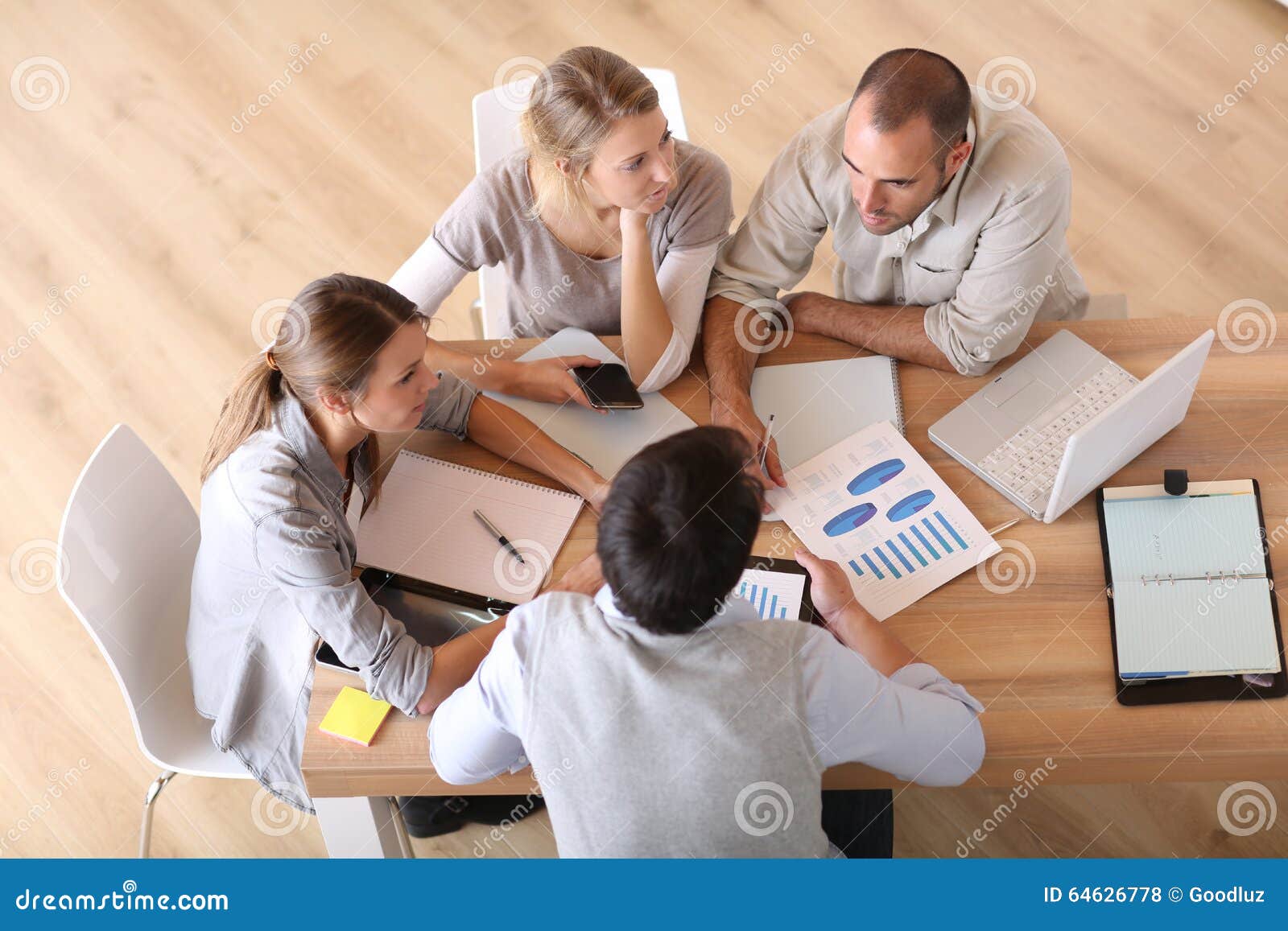 Upper View of Young Business Team Working Stock Photo - Image of young ...