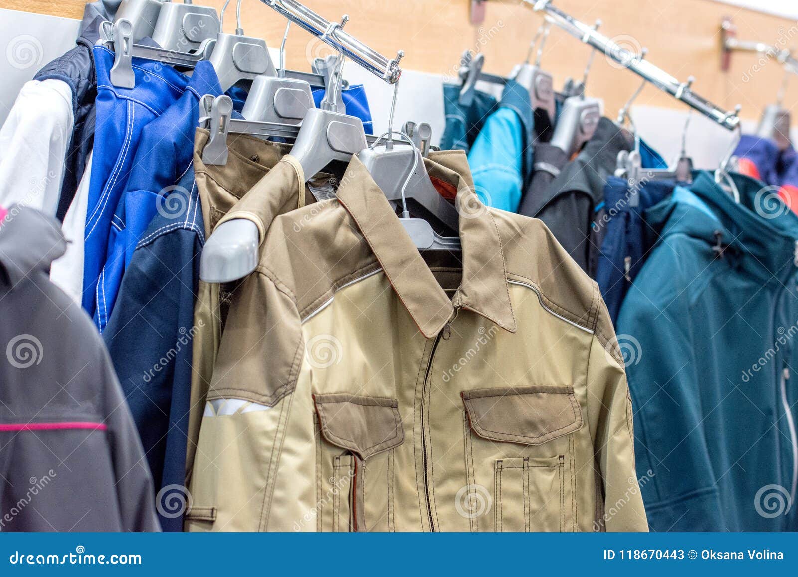 The Upper Work Clothes of Strong Fabric of Different Colors with Stock ...