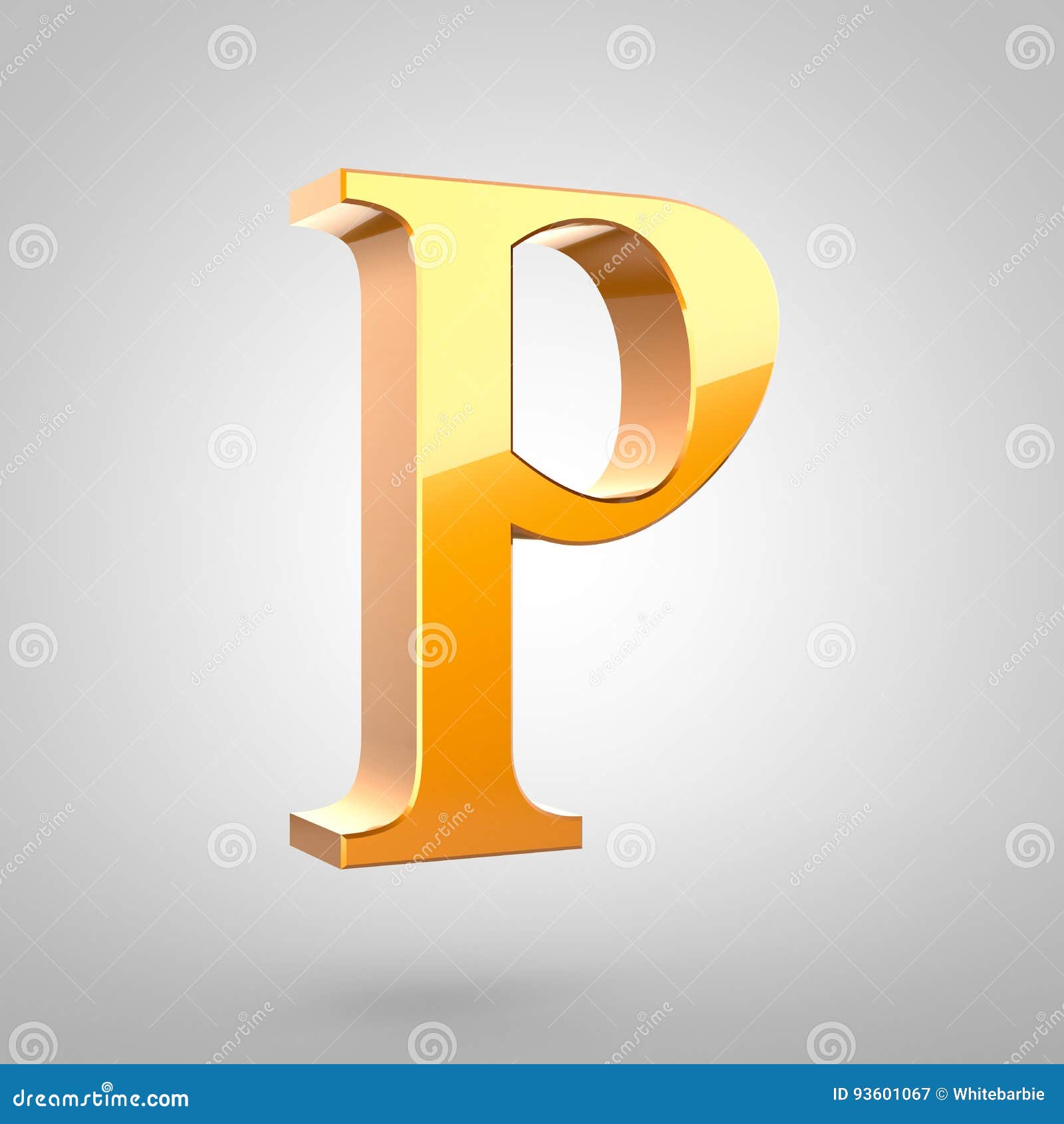 Uppercase Da Letra P Do Ouro Isolado No Fundo Branco Ilustração Stock ...