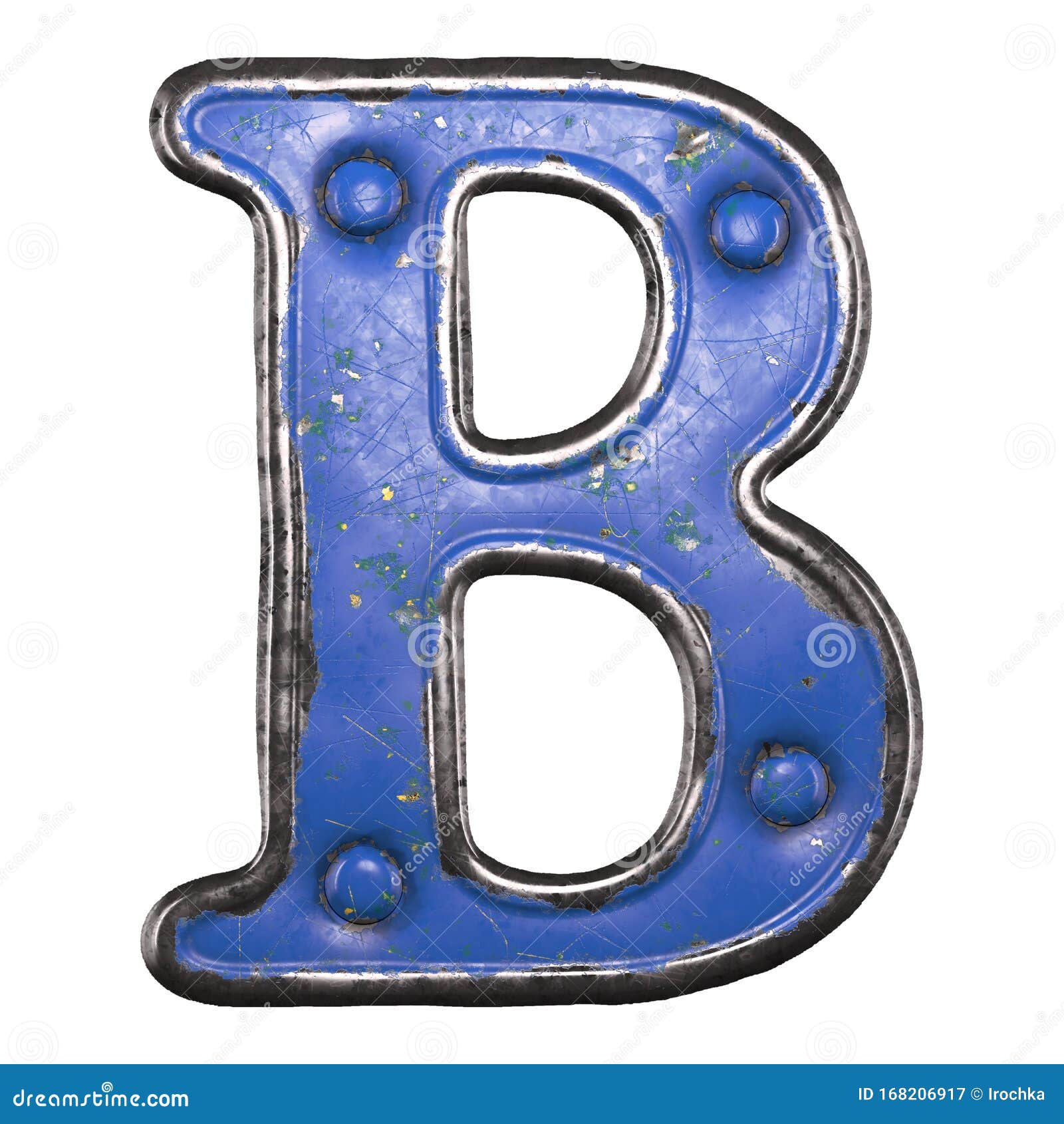 Uppercase Letter B Made of Painted Metal with Blue Rivets on White ...