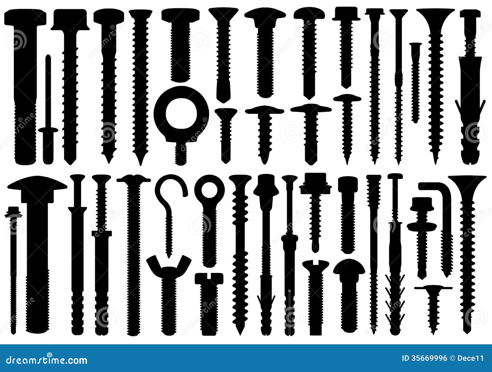 Uppsättning Av Olika Skruvar Vektor Illustrationer - Illustration av ...