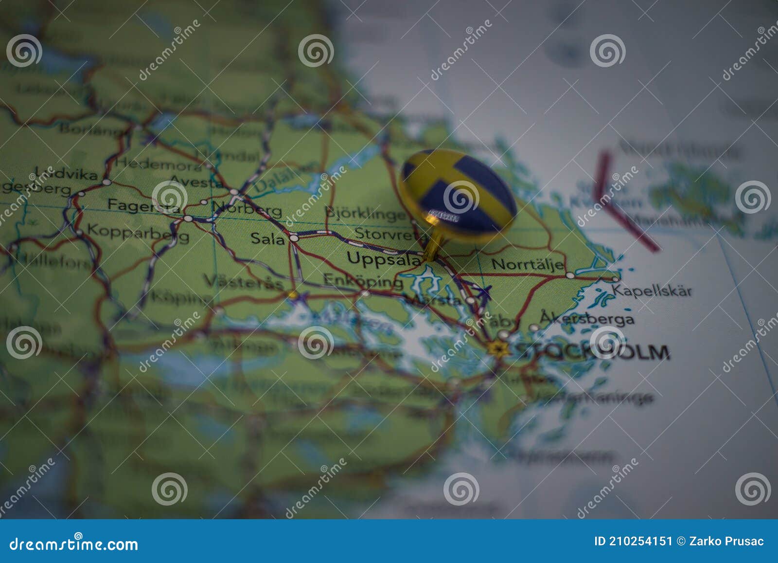 Uppsala Pinned on a Map with the Flag of Sweden Stock Image - Image of ...