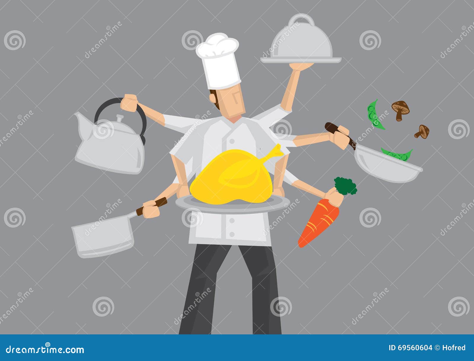 Upptagen Kock Cartoon Vector Illustration Vektor Illustrationer ...