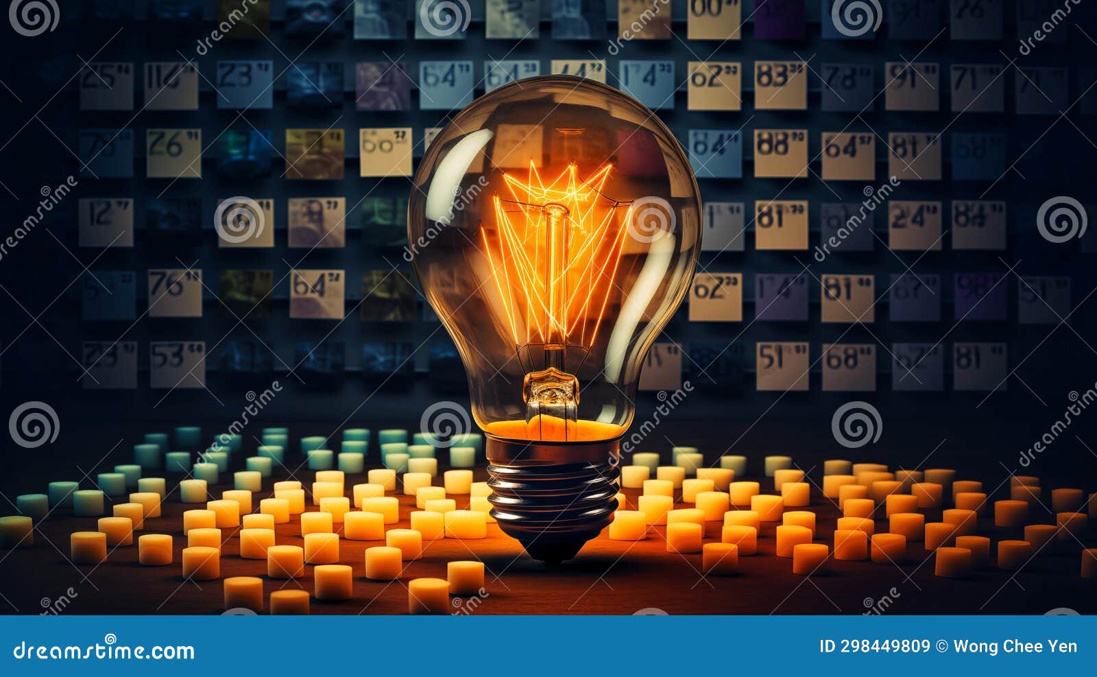 Upright Dim Lightbulb Colourful 3d Illustration Stock Illustration ...