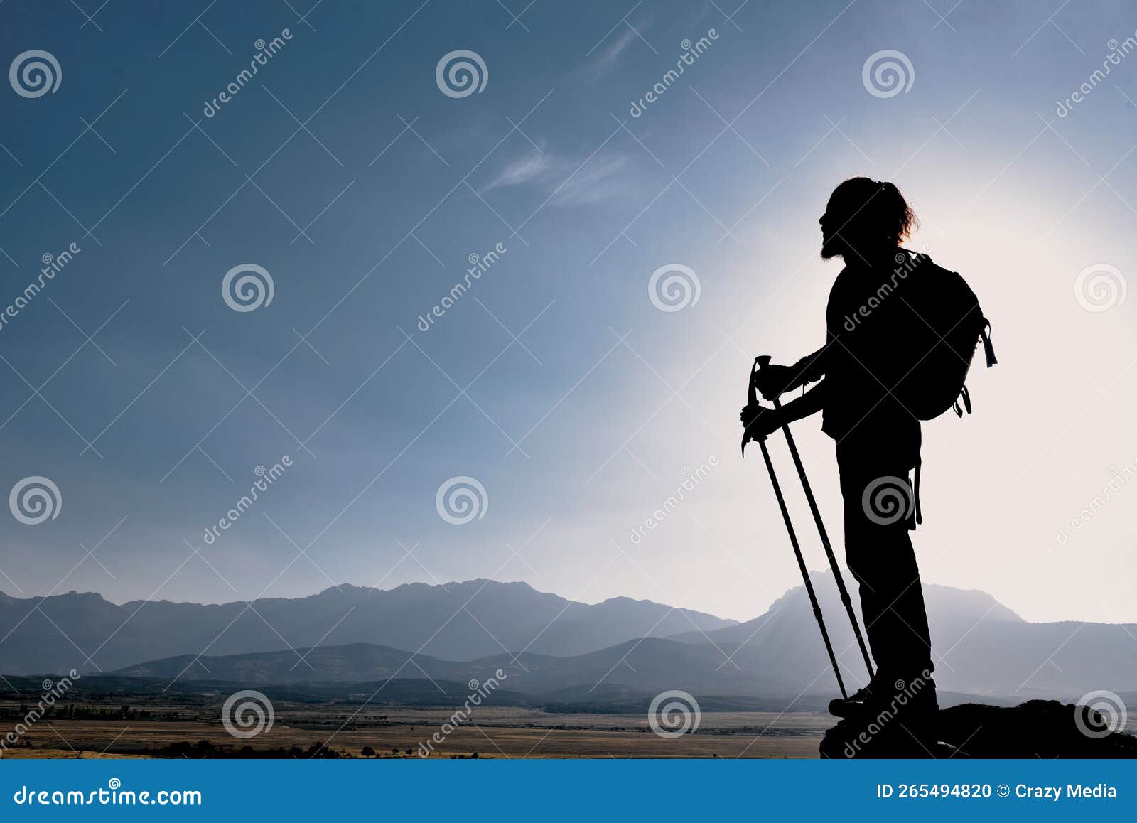 Upright Posture of the Mountaineer Making a Successful Summit Hike ...