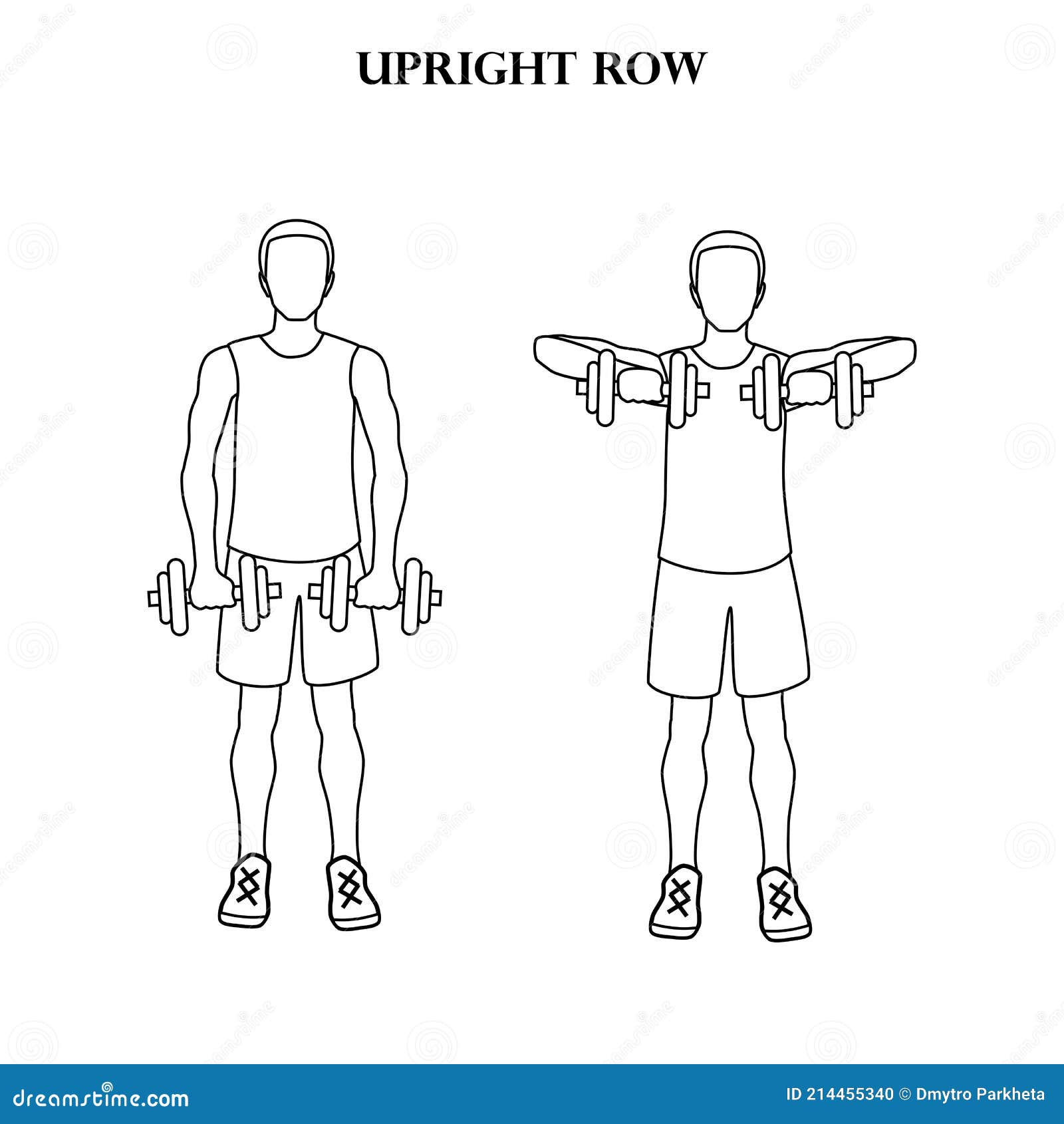 Upright Row Workout Exercise Vector Illustration Outline ...