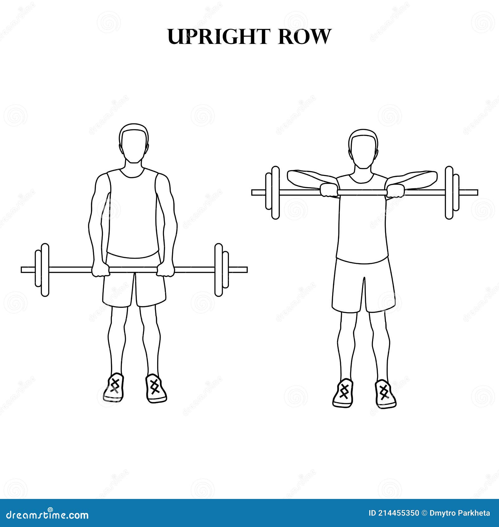 Upright Row Workout Exercise Vector Illustration Outline Stock Vector ...