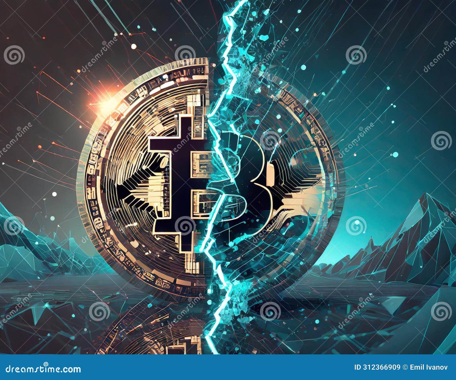 Bitcoin Halving Concept, AI Generated Stock Illustration - Illustration ...