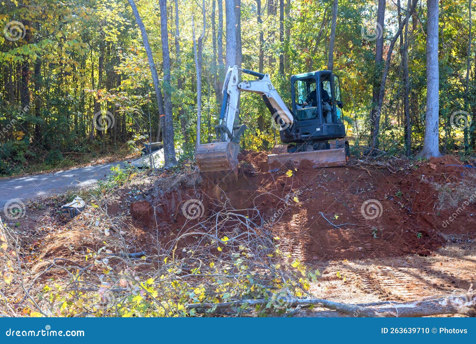 Uprooting Trees and Preparing Land for Construction is Done with a ...