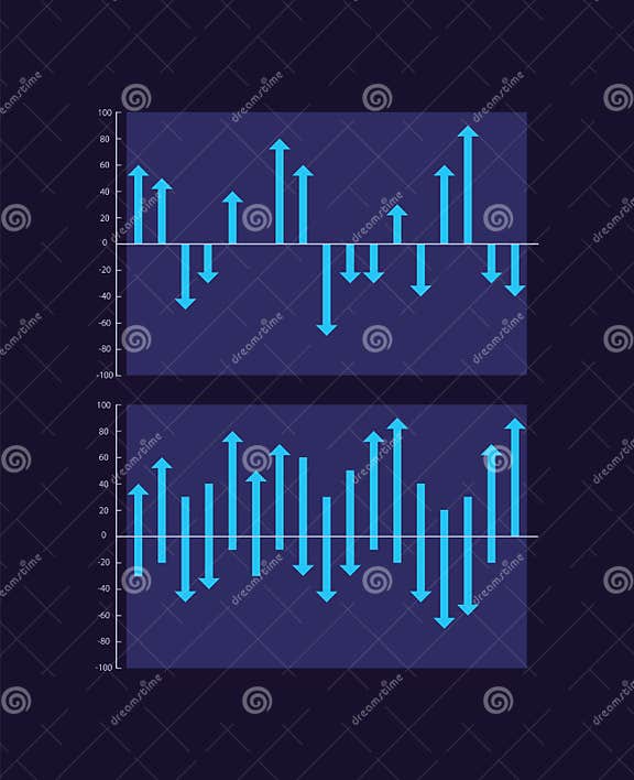 Ups and Downs Arrows Infographic Chart Design Template Set for Dark ...