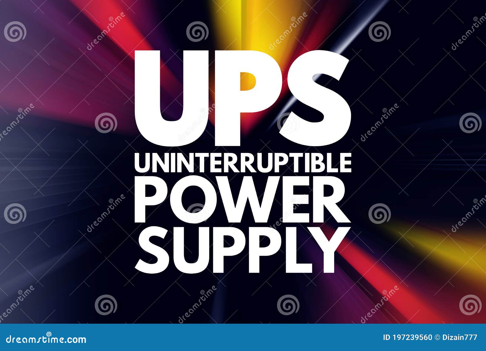 UPS - Uninterruptible Power Supply Acronym, Technology Concept ...