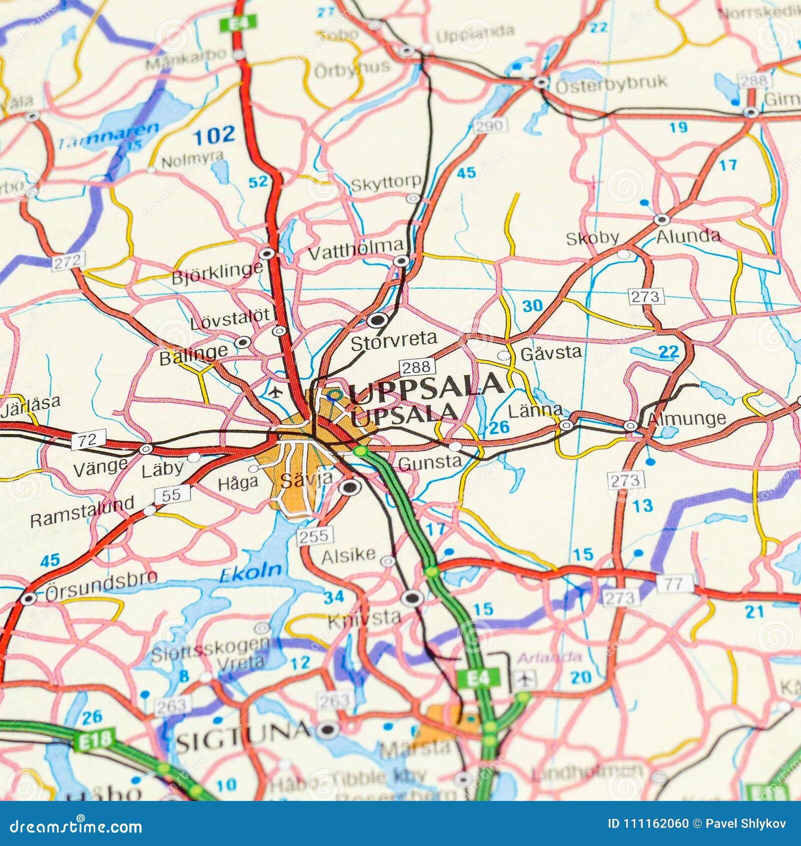 Upsala en un mapa foto de archivo. Imagen de ciudad - 111162060