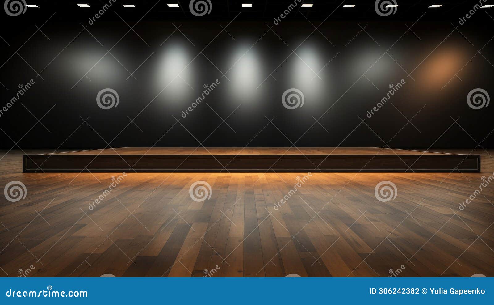 An Upscale Empty Conference Stage with Polished Wood Flooring and a ...