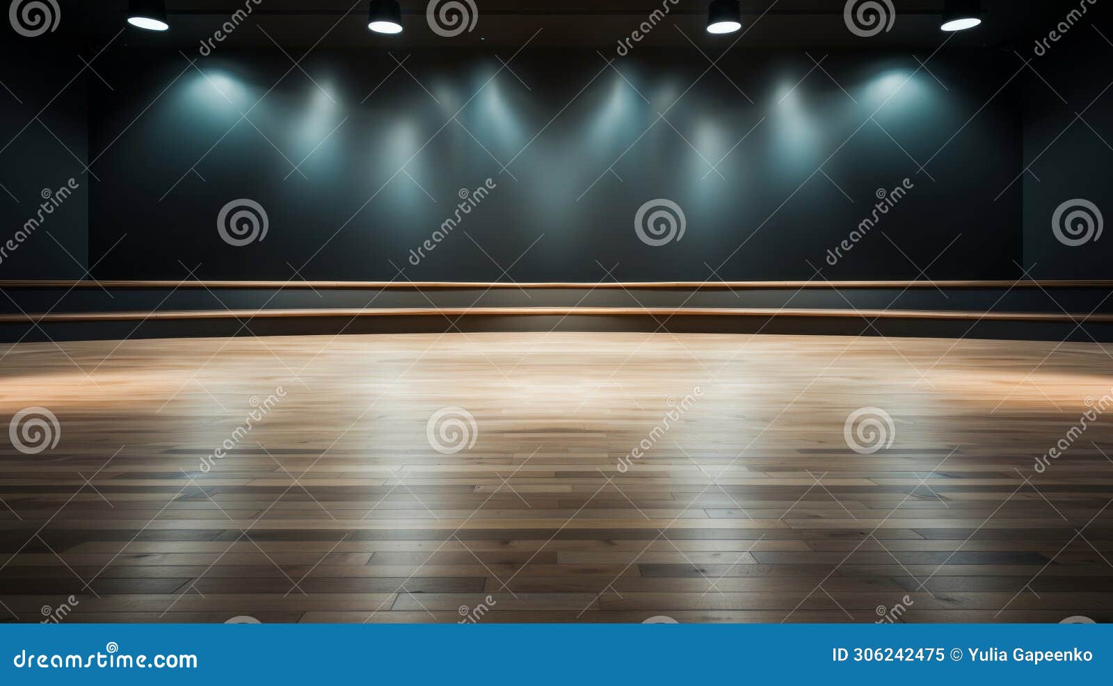 An Upscale Empty Conference Stage with Polished Wood Flooring and a ...