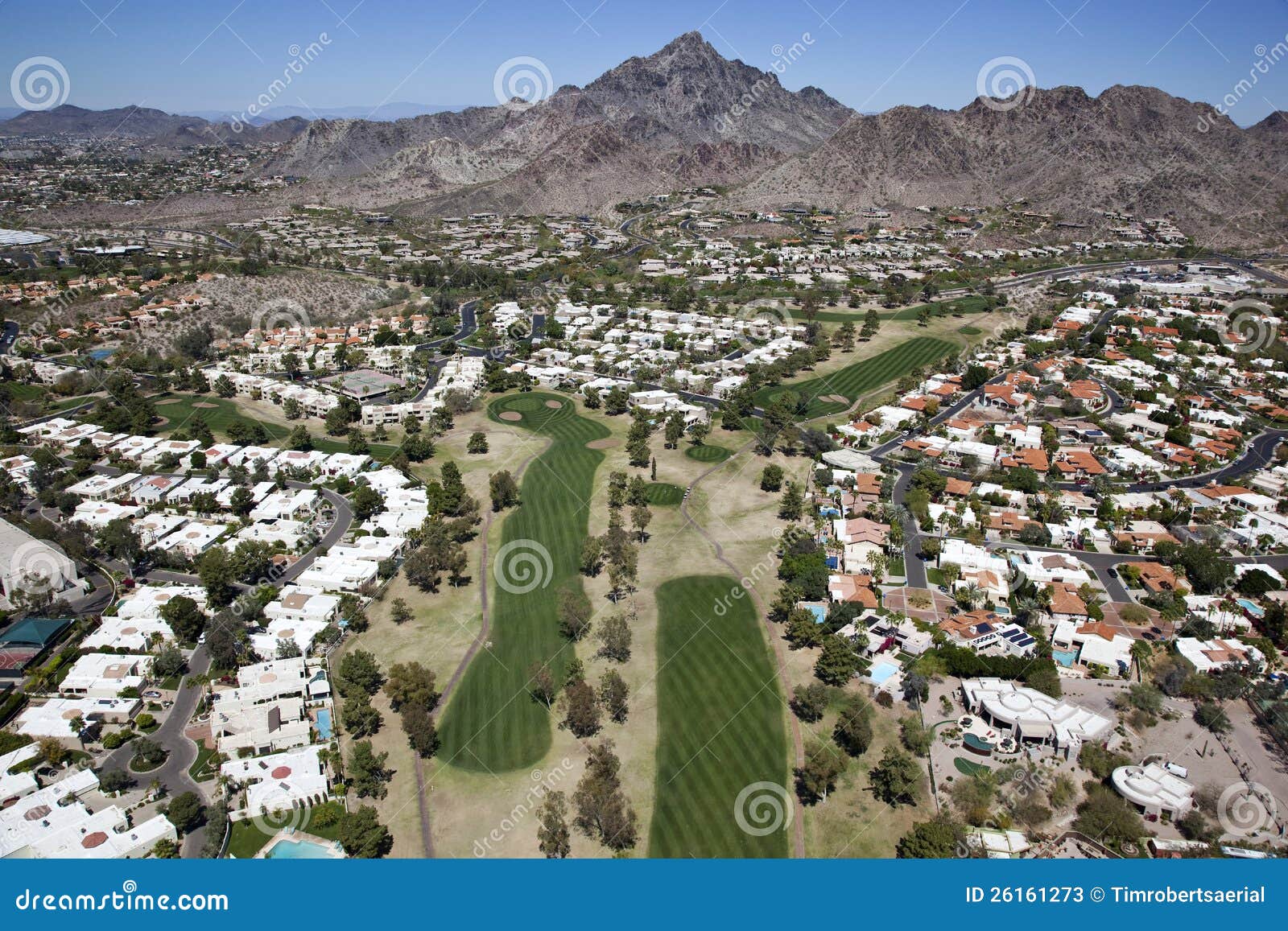 Upscale Golf Course stock image. Image of cactus, trees - 26161273