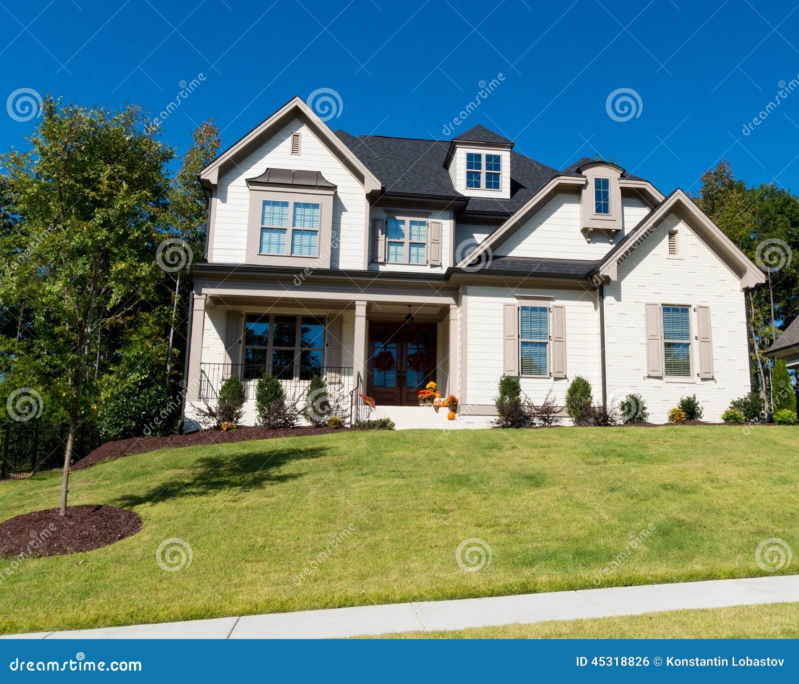Upscale suburban house stock photo. Image of real, siding - 45318826