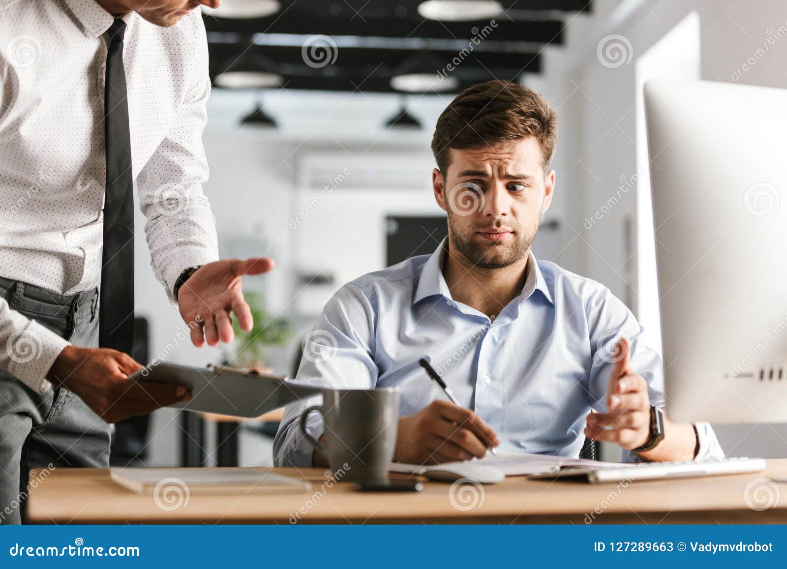 Upset Business Man Having Problems with Work Stock Image - Image of ...