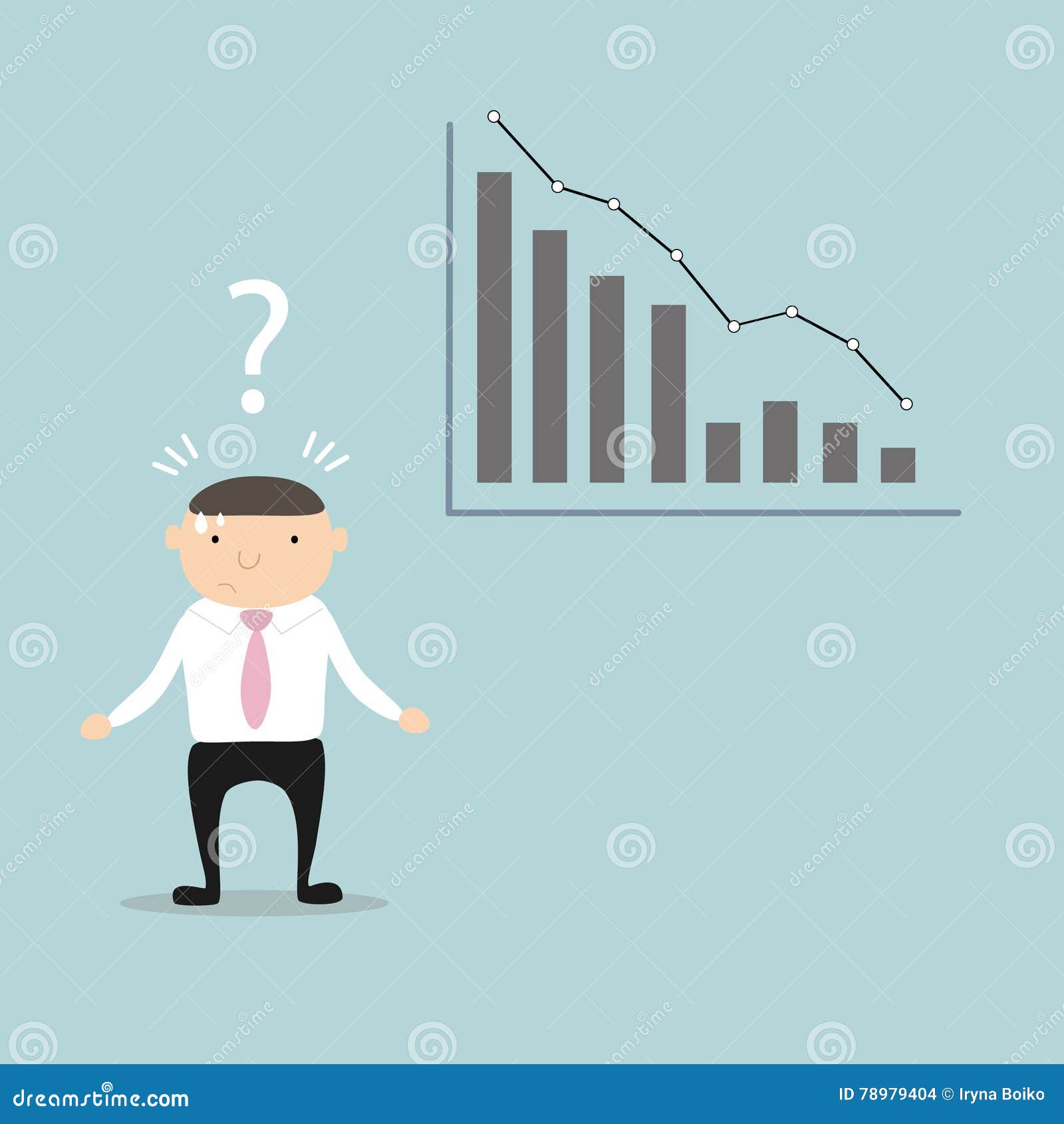 Upset Businessman with a Question Near the Chart Stock Illustration ...