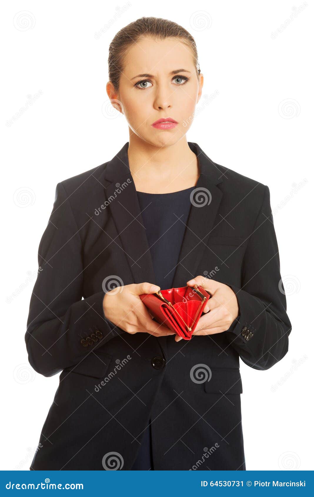 Upset Businessswoman Holding Empty Wallet Stock Image - Image of ...