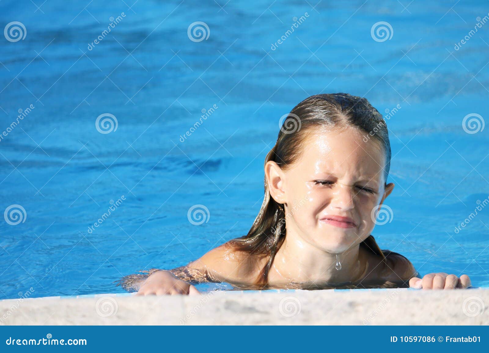 Upset Child in Swimming Pool Stock Photo - Image of sulking, frown ...