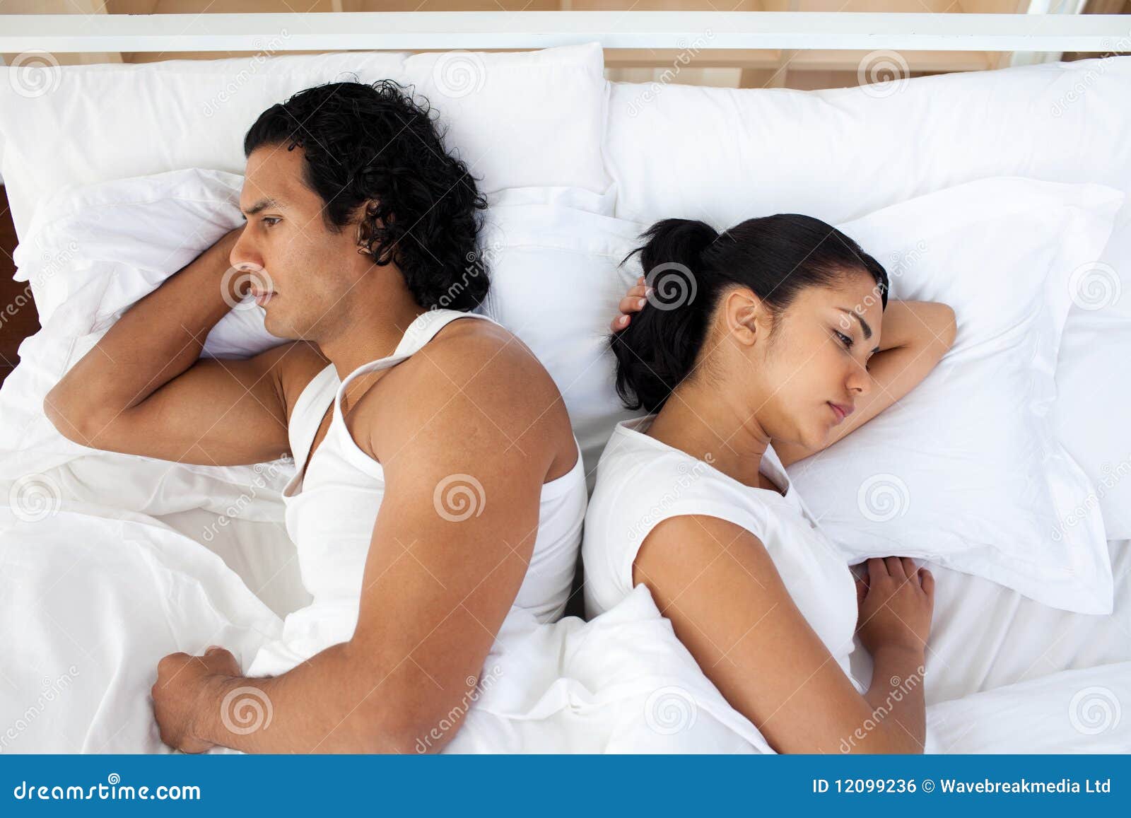 Upset Couple in Bed Sleeping Separately Stock Photo - Image of married ...
