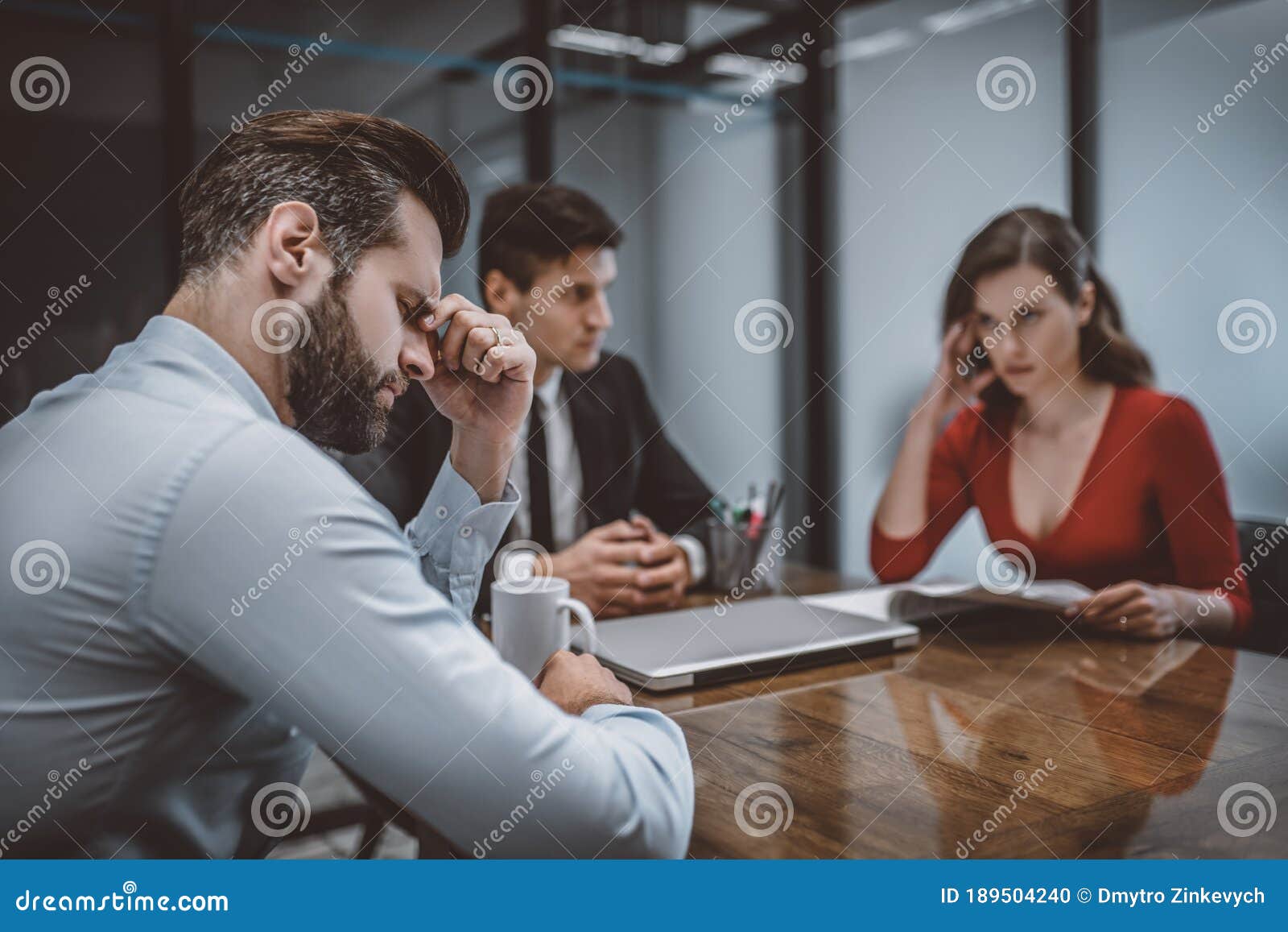 Upset Couple Trying To Solve Their Problems with a Lawyer Stock Photo ...