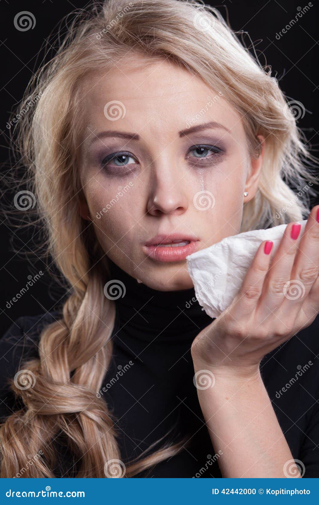 Upset Crying Woman. Tragic Expression Stock Photo - Image of black ...