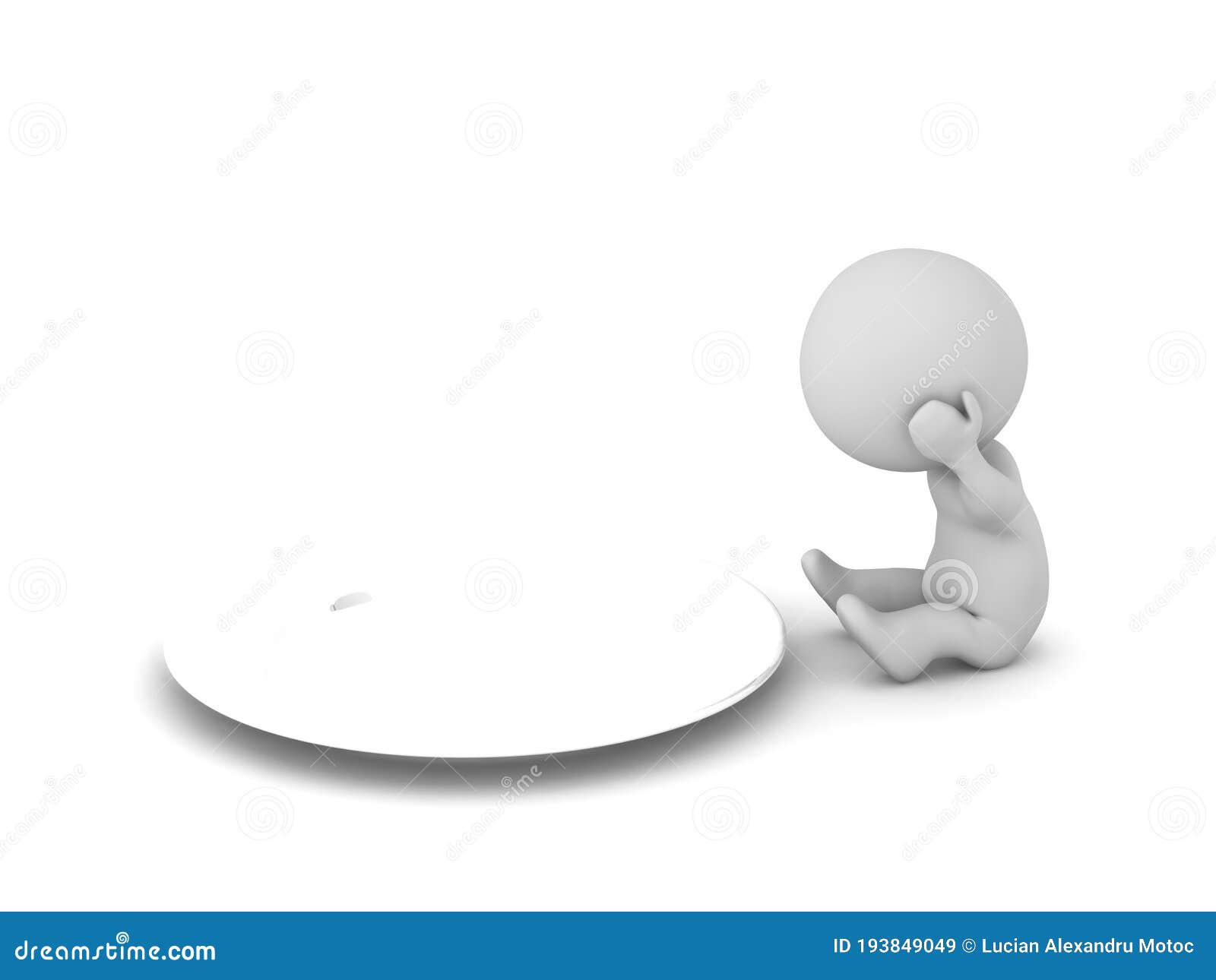 Upset 3D Character with an Empty Plate Stock Illustration ...
