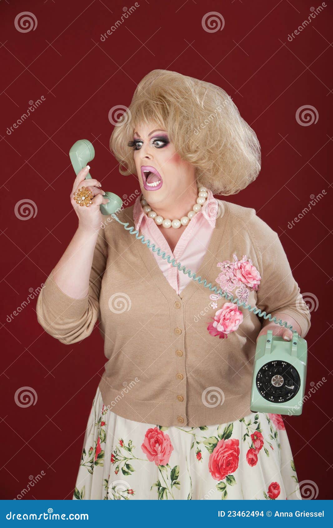 Upset Drag Queen on Phone stock photo. Image of open - 23462494