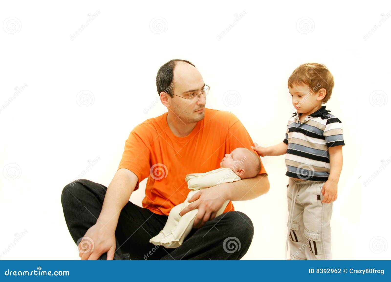 Upset Father with Two Children Stock Photo - Image of babe, real: 8392962