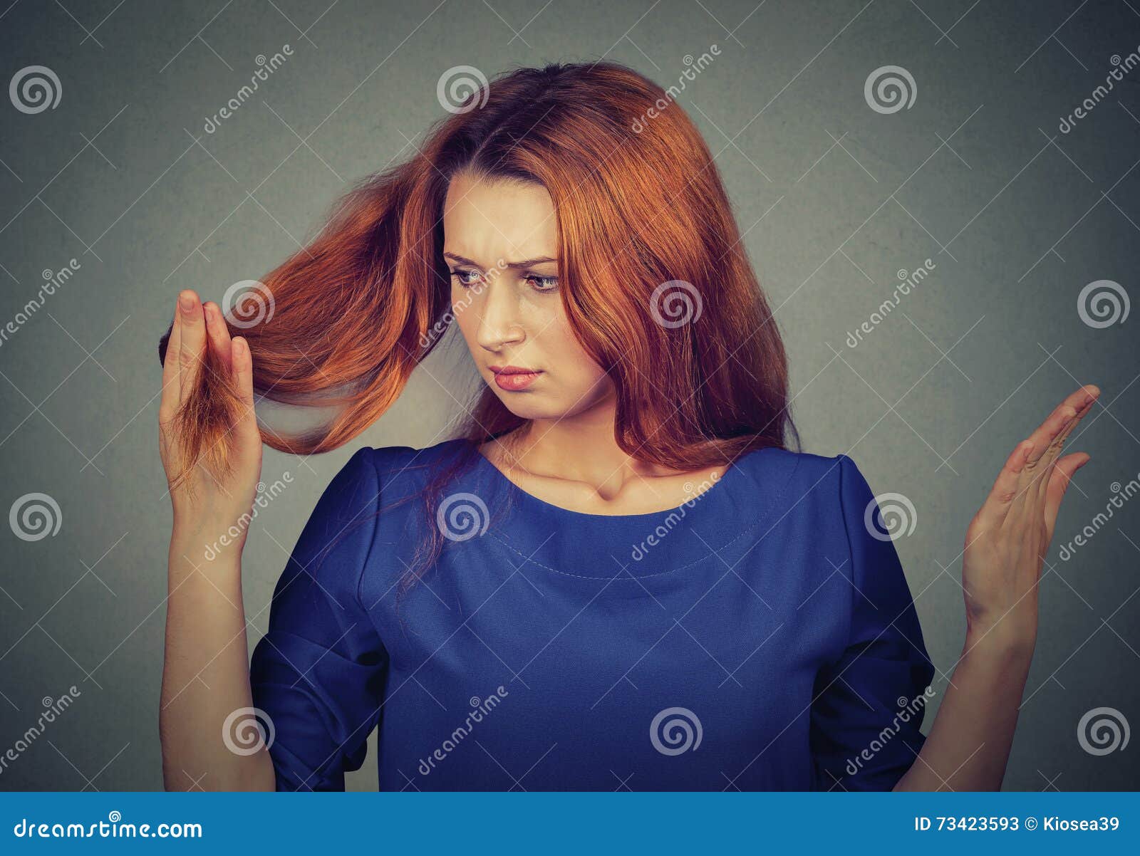Upset Frustrated Young Woman Surprised She Is Losing Hair Noticed