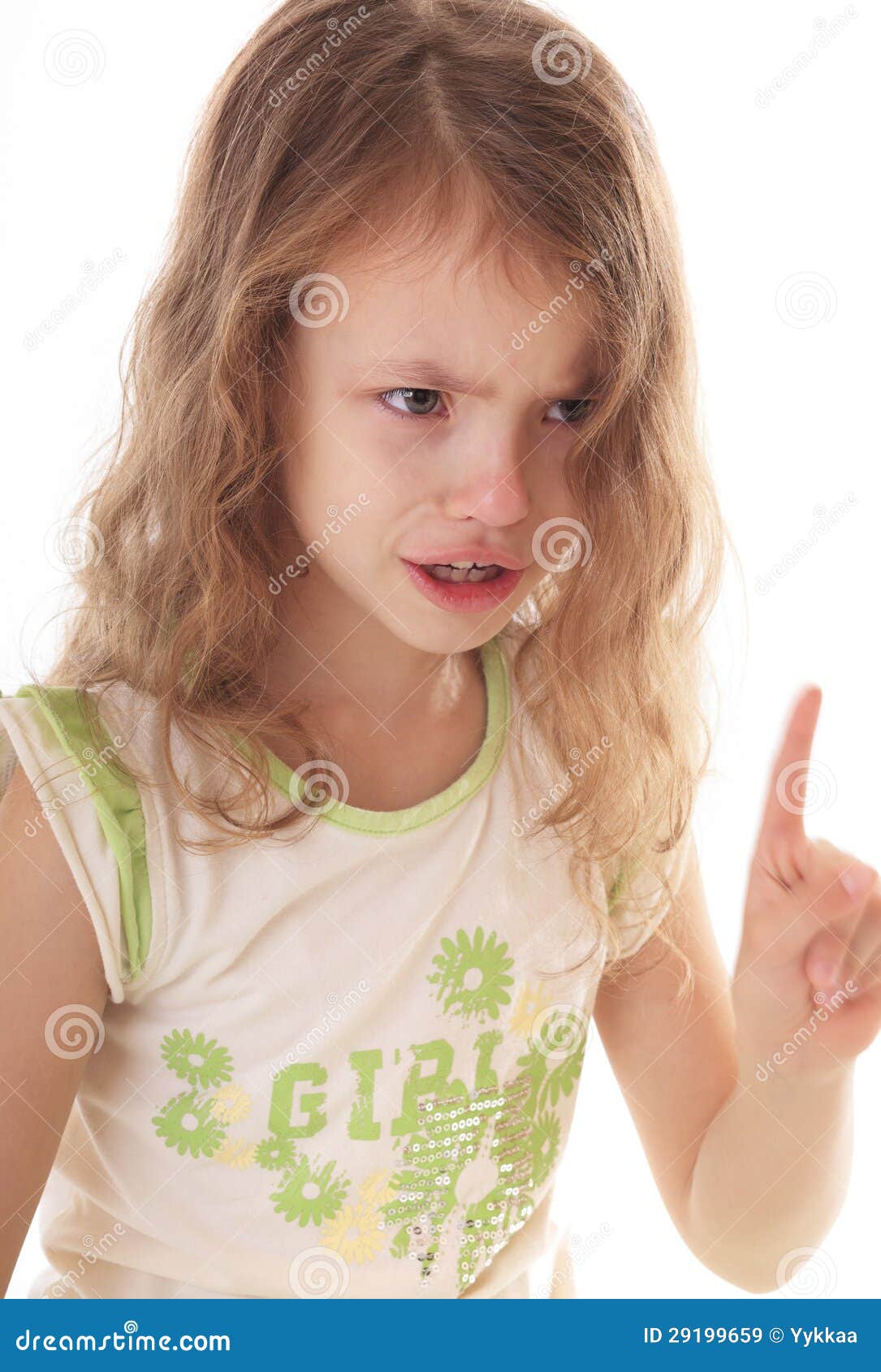 Upset Girl Shaking Her Finger. Stock Image - Image of curly, child ...