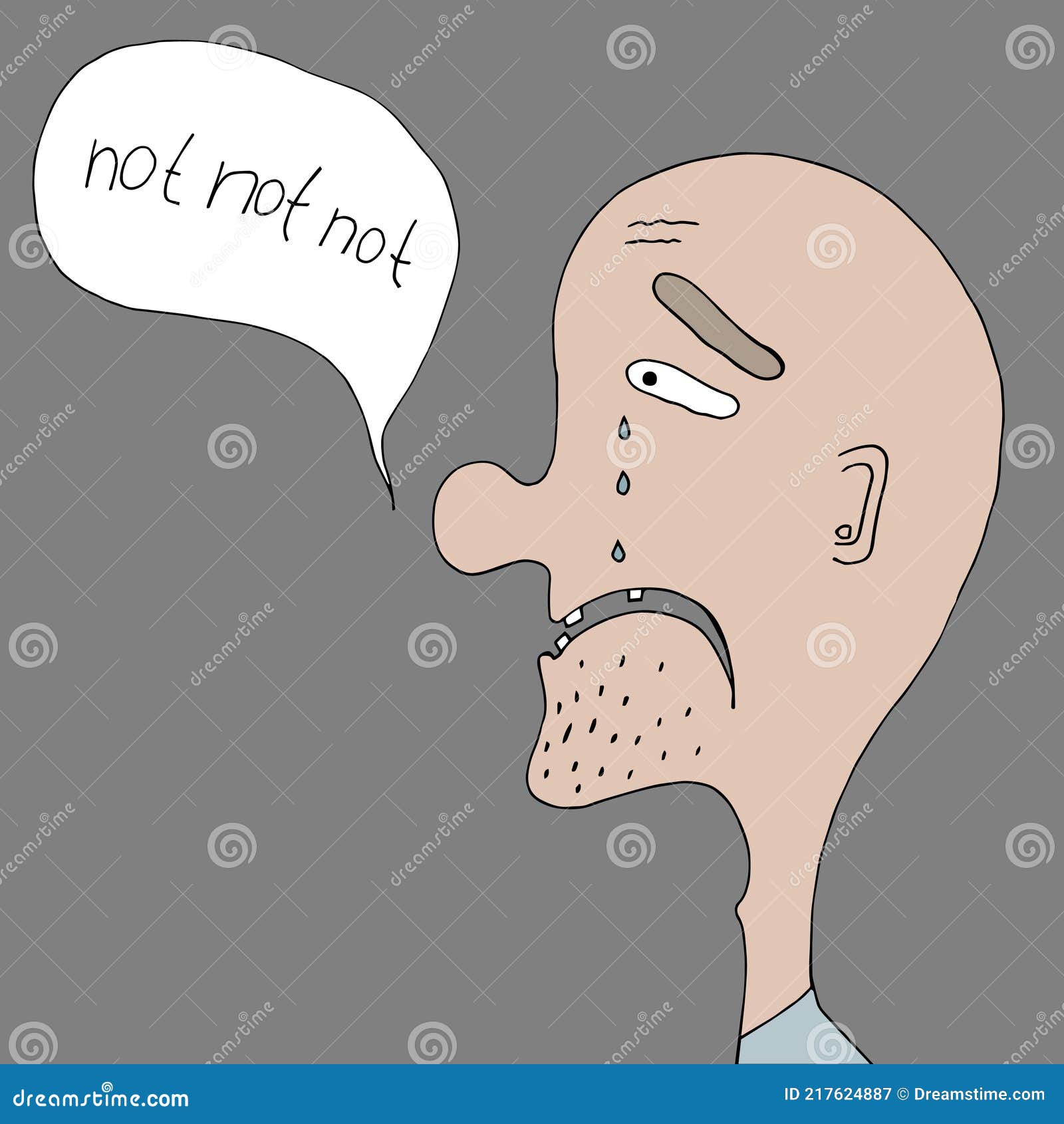 Upset Man Crying. Resentment and Pain. Vector Illustration in Cartoon ...