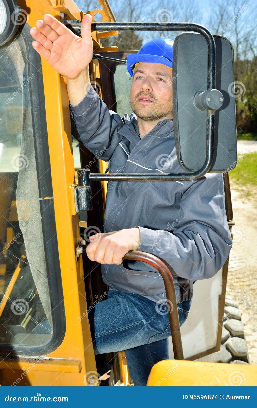Upset Man Driving Huge Tractor Stock Photo - Image of eyes, occupation ...