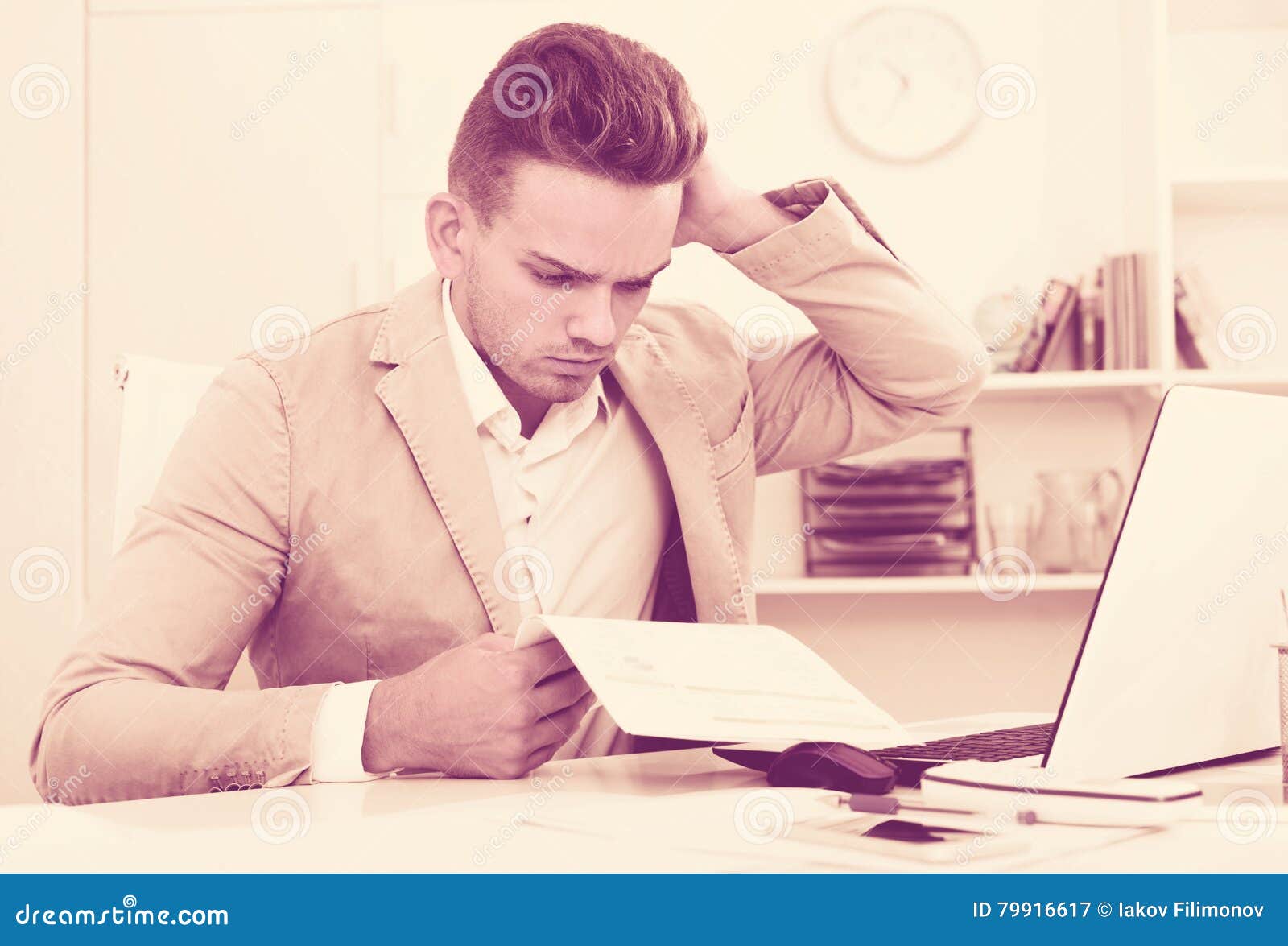 Upset Man Having Business Problems with Documents Stock Image - Image ...