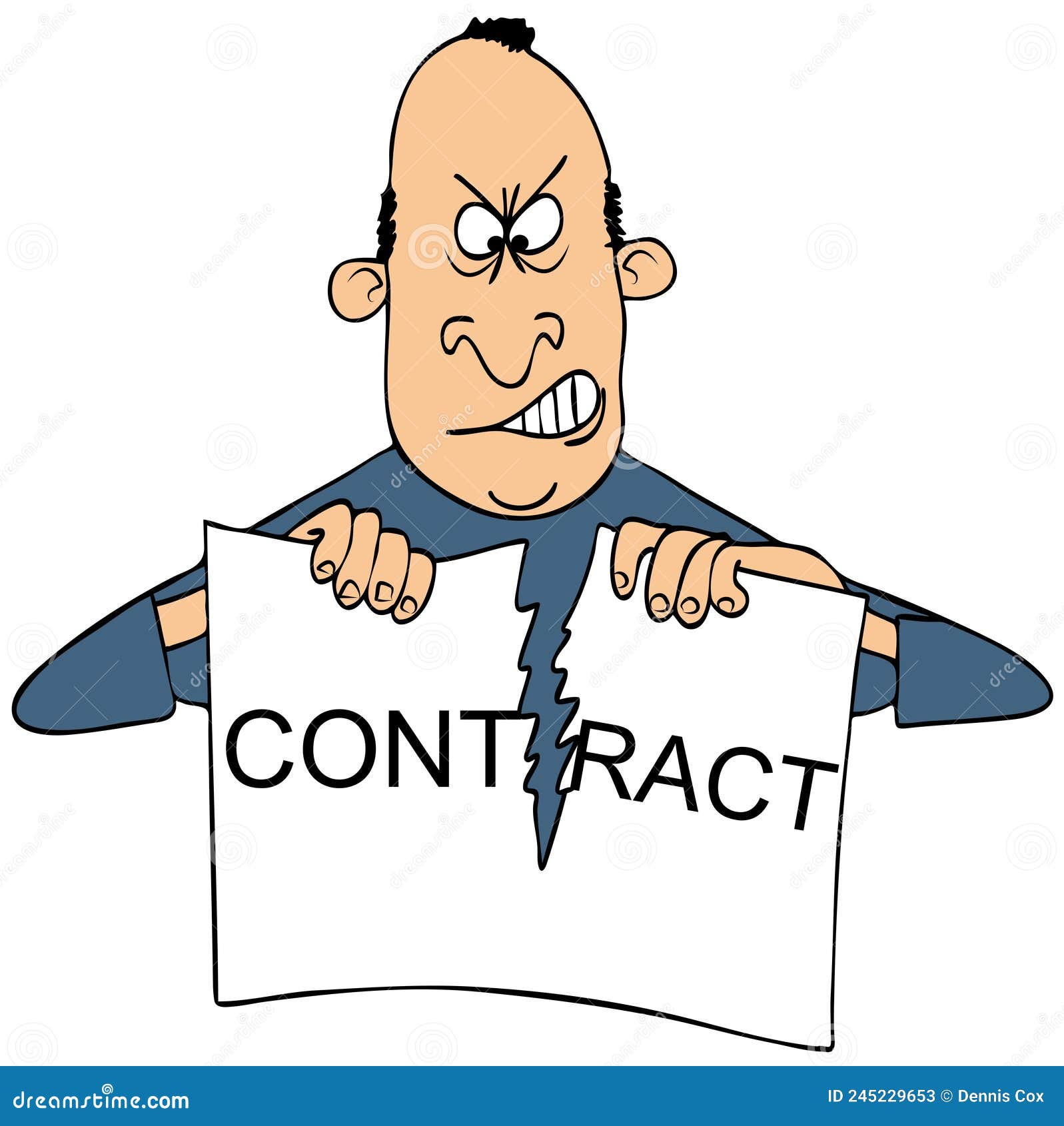 Upset Man Ripping Up a Contract Stock Illustration - Illustration of ...