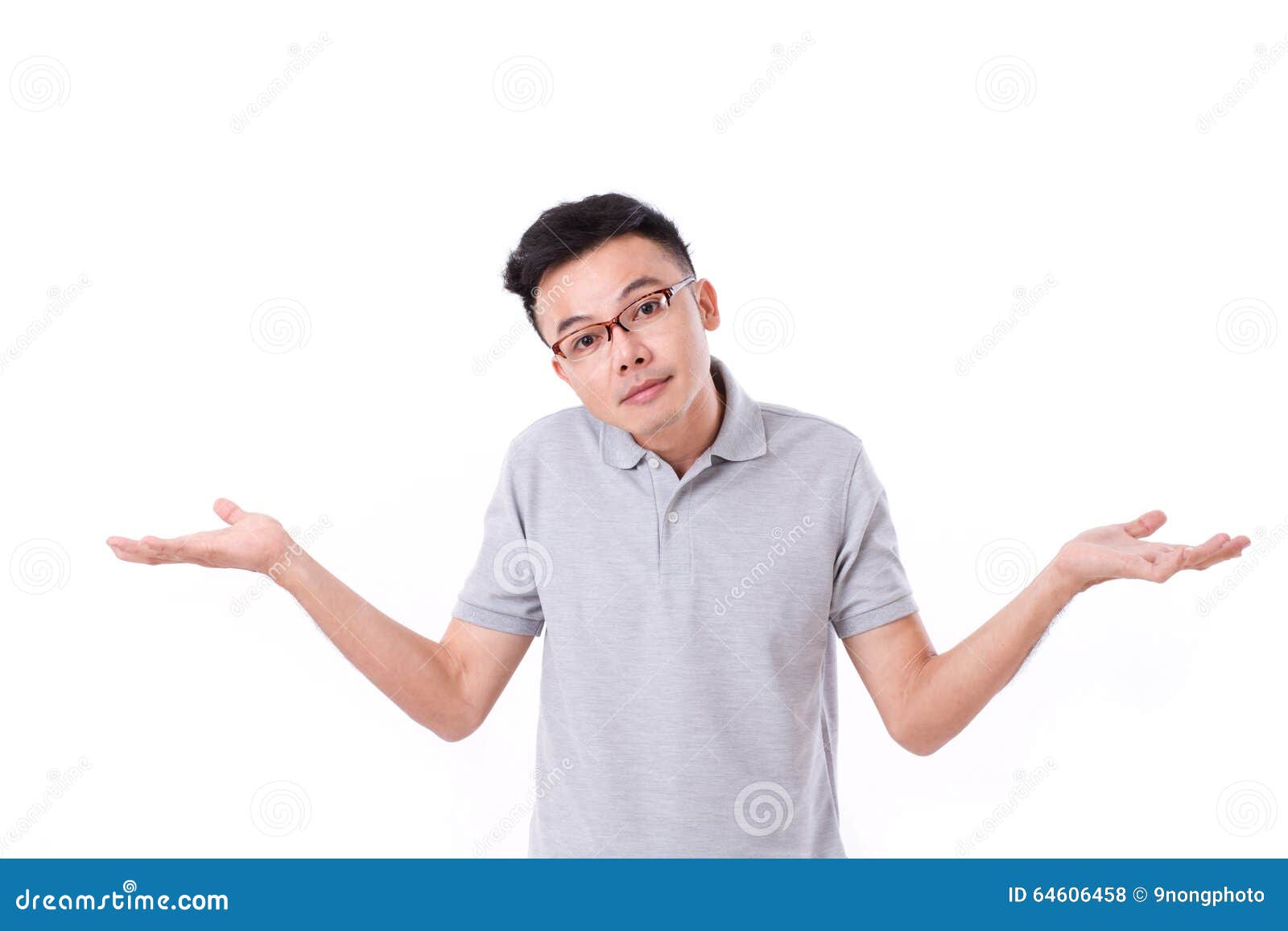 Upset man shrugging stock photo. Image of displeased - 64606458