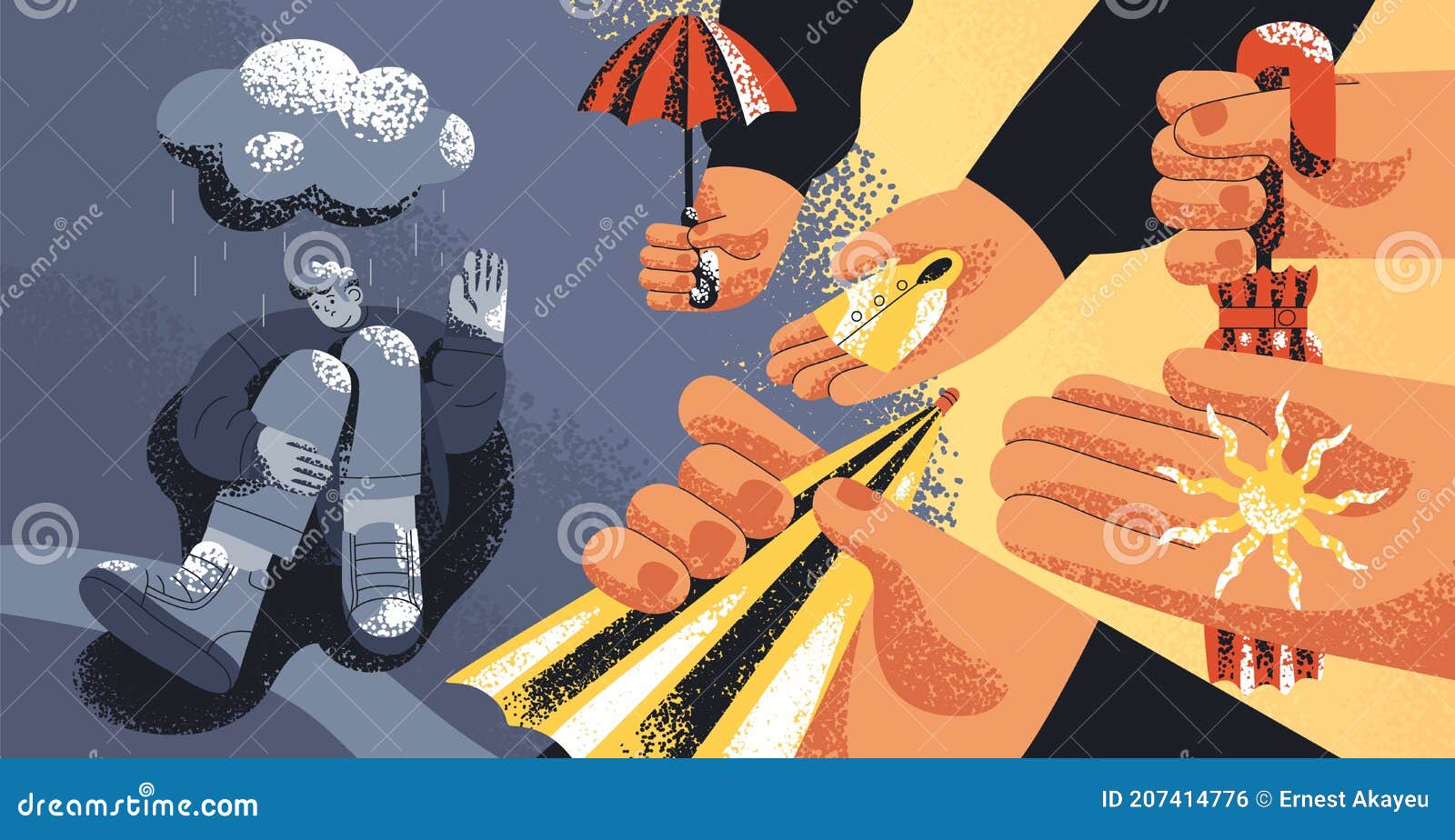 Upset Man Suffering from Depression, Refusing from Helping Hands and ...