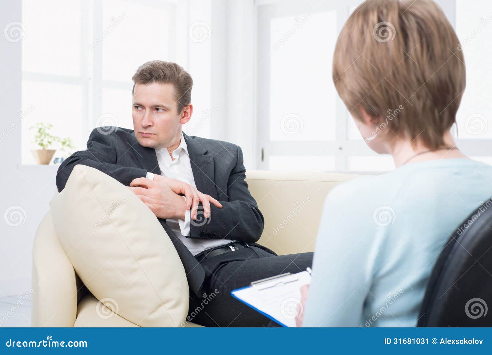 Upset Man Talking with Psychologist Stock Image - Image of help ...