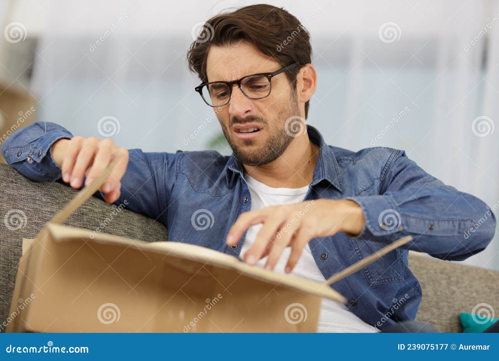 Upset Man with Wrong Delivery Stock Image - Image of logistic, head ...