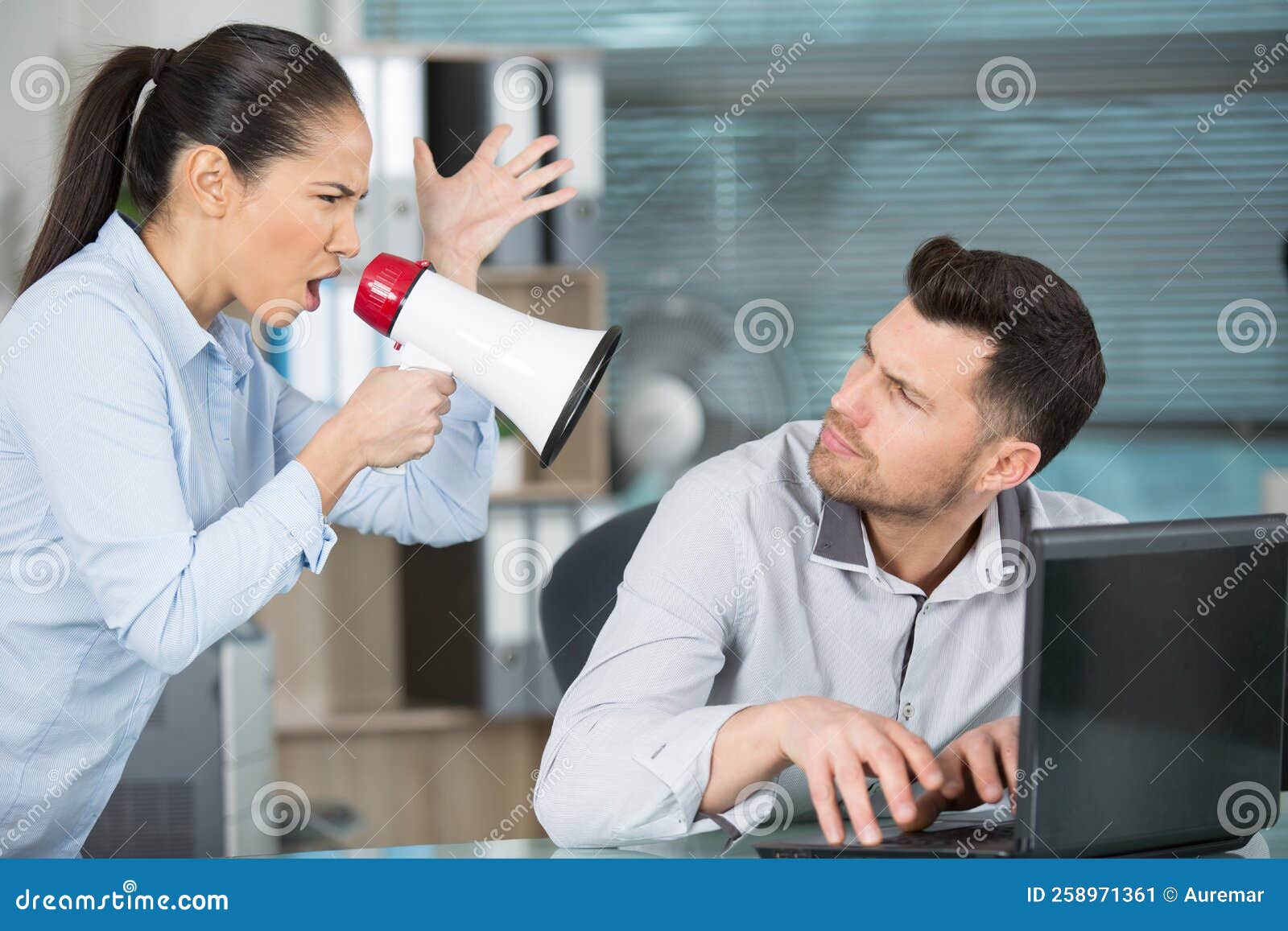 Upset Manager Shouting on Megaphone Stock Image - Image of adult, white ...