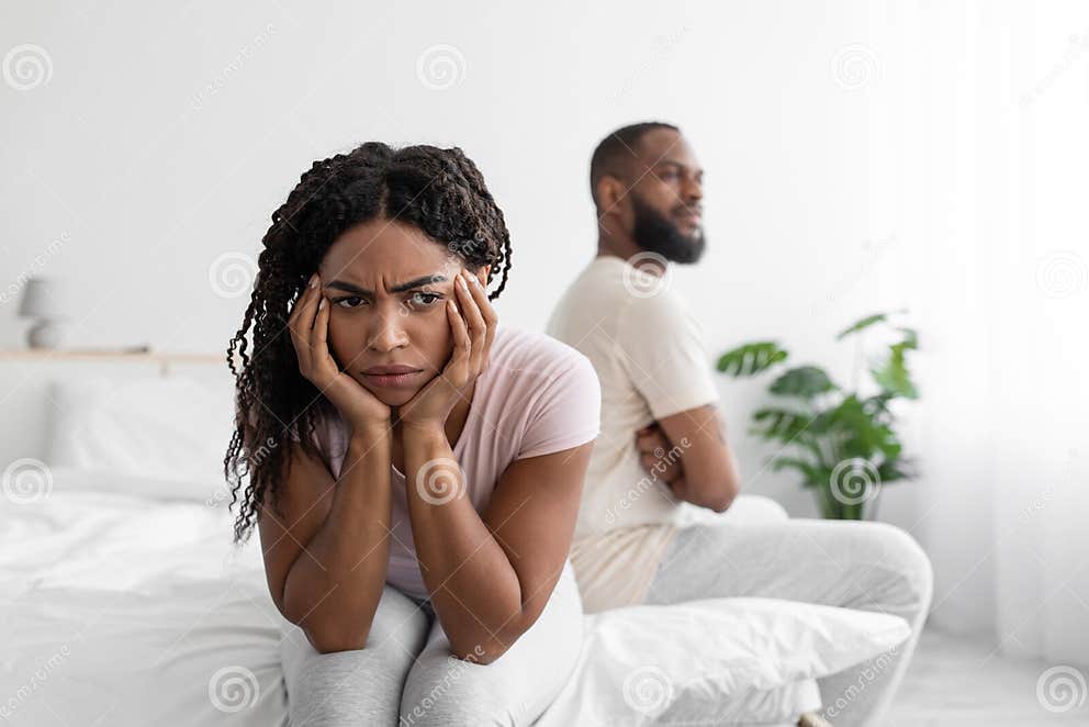 Upset Millennial African American Wife Ignores Offended Husband On