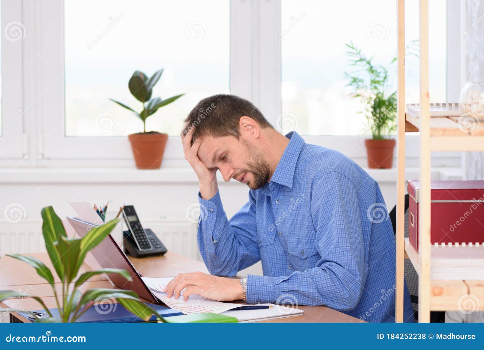 Upset Office Manager Touching Painful Back And Standing Up Royalty-Free ...