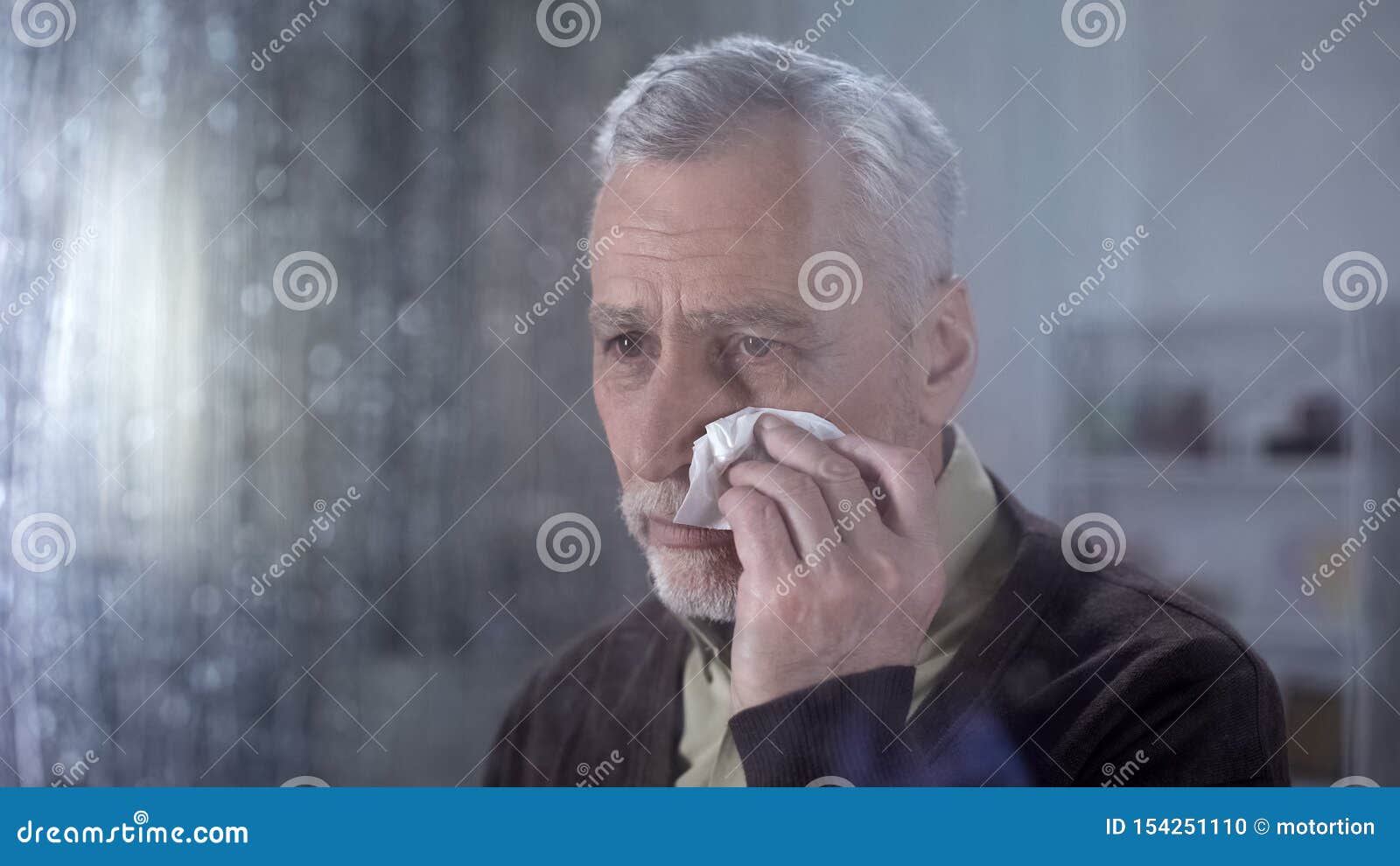 Upset Retired Man Crying at Home, Thinking of Problem, Sad Memories ...