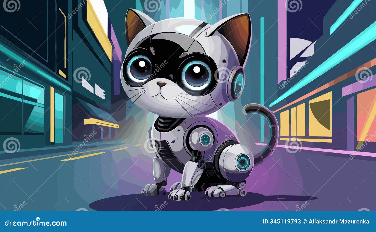 Upset Robotic Cat stock illustration. Illustration of sketch - 345119793