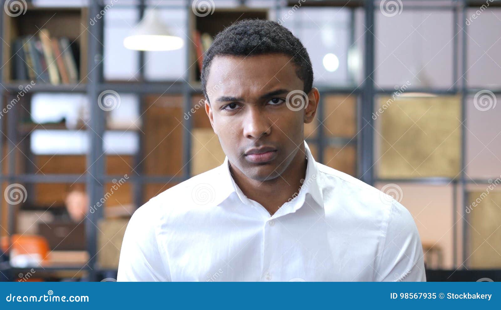 Upset Sad Black Man in Office Stock Image - Image of problem, gesture ...