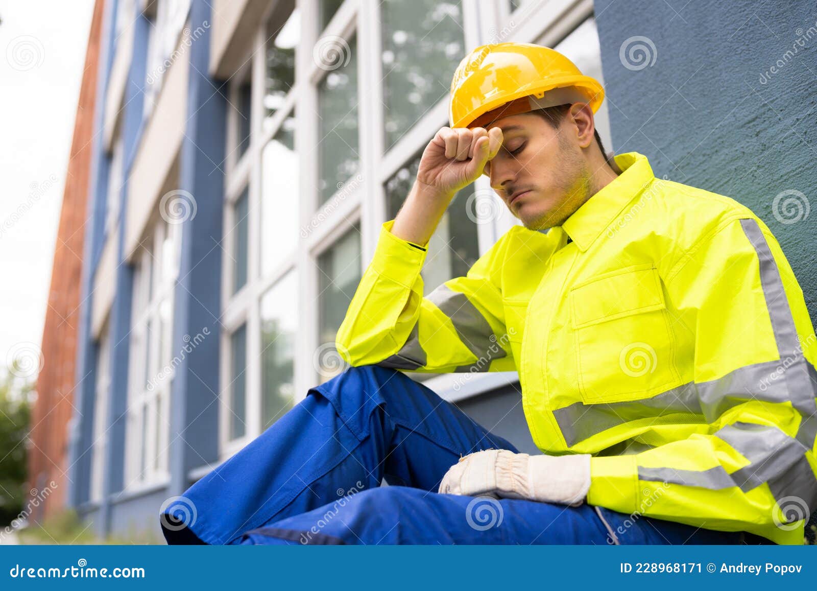 Upset Sad Construction Worker Stock Image - Image of occupation, layoff ...