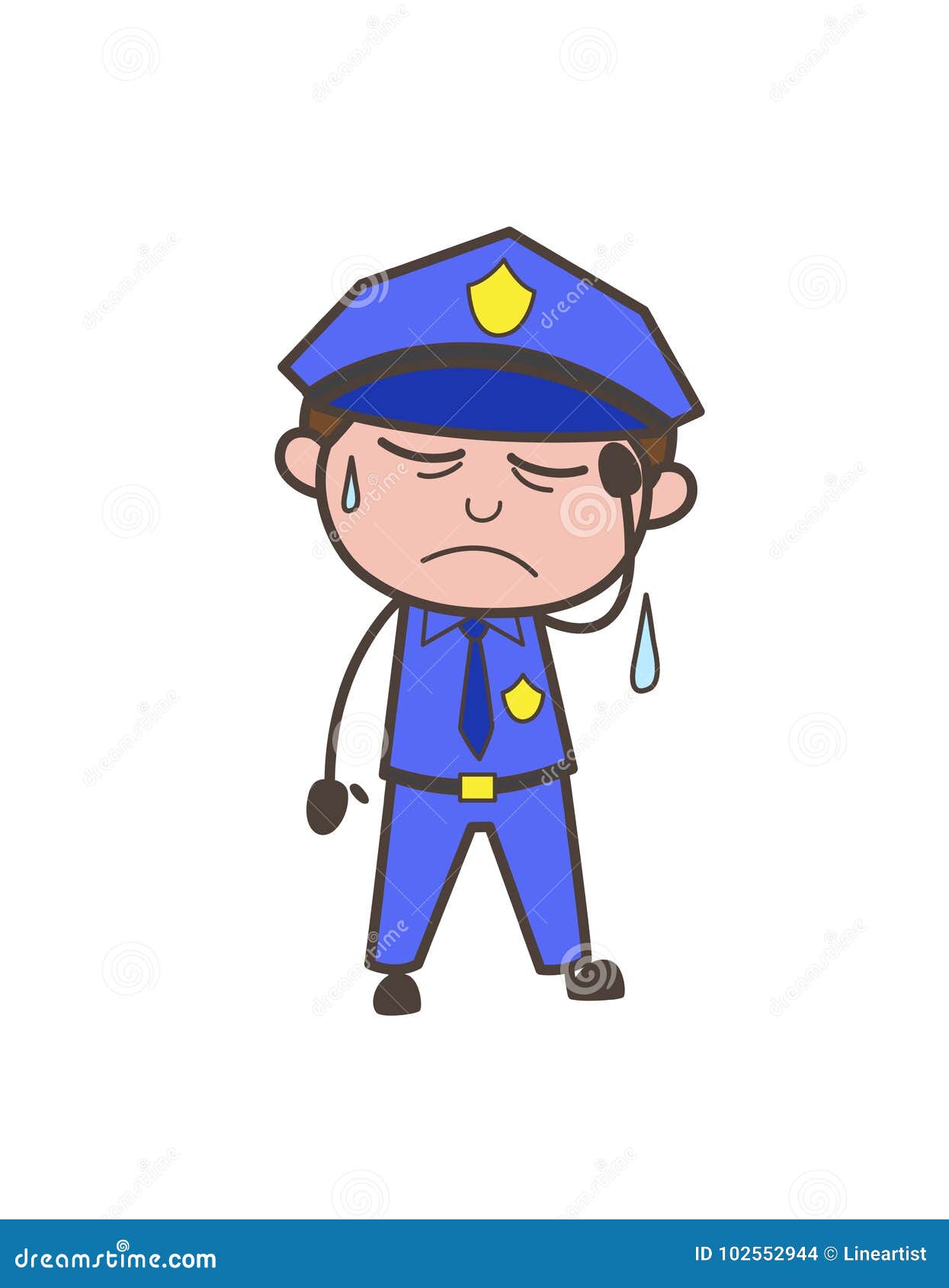 Upset Safety-Officer Sad Face Expression Vector Stock Illustration ...